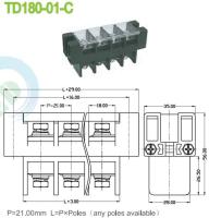 China 21.00mm PBT Feed Through 180A Panel Mount Perforation Terminal Block With Plastic Cover for sale