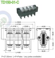 China 150A PBT Power Terminal Block Connector 27.0mm Pitch M8 Screw 600V for sale