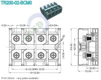 China Black High Current PC Terminal Block 31.00mm Pitch 600V 200A for Rail Transportation for sale