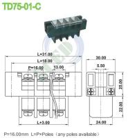 China 600V PBT 16.00mm Black Cable Panel Mount Feed Through Terminal Block Connector Single Deck for sale