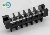 China 600V PBT 16.00mm Black Cable Panel Mount Feed Through Terminal Block Connector Single Deck for sale