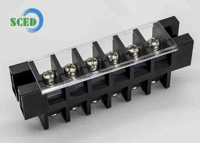 China 600V PBT 16.00mm Black Cable Panel Mount Feed Through Terminal Block Connector Single Deck for sale
