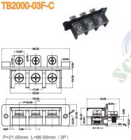 China 21mm Pitch 600V 65A 3P Barrier Terminal Block PBT M5 Power Connector for sale