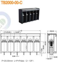 China Barrier Terminal Block 20.00mm Pitch 600V 75A 2-12P Power M6 Screw Connection for sale