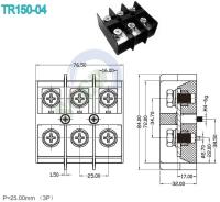 China High Current Terminal Connector 25.00mm Pitch 600V 150A 3P M8 PA66 for sale