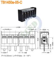 China 14.50mm Pitch 600V 57A 4-14P Barrier Terminal Block PBT M5 22-6 AWG Power Connector for sale