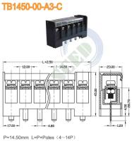 China Barrier Terminal Block 14.50mm Pitch 600V 40A 4-14P Steel M5 Power Terminal Block for sale