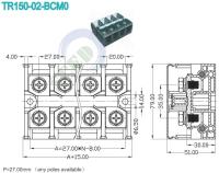 China High Current Terminal Block Connector 2/0-20AWG 600V 200A 27mm with Cover for sale