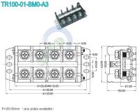 China 600V 101A Black PCB High Current Terminal Block For Server Site 26.00mm M8 Screw for sale