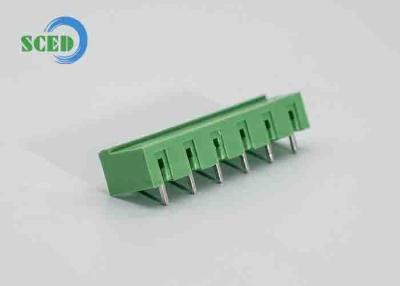 China Green PCB Plug In Terminal Block 7.62mm PA66 300V 18A Brass Pin Header for sale