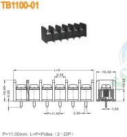 China Automatic Control Barrier Terminal Block 11.00mm 2-22P M4 Steel Screw 300V 30A for sale
