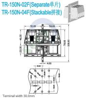 China SCED Through Panel Terminal Blocks 600V 24 Poles Cage Clamp Connection UL94 V-0 for sale