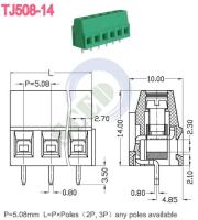 China PCB Screw Terminal Block 2-24 Poles 10.16mm Spacing Brass Terminal Through Hole for sale