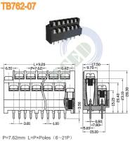 China UL94V-0 Barrier Terminal Block 2 Poles 250V 20A Screw Clamp 22-12 AWG for sale