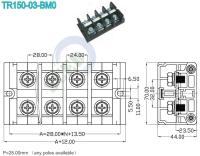 China Green Through Panel Terminal Blocks 1-24 Poles 150A 600V PA66 Insulation for sale