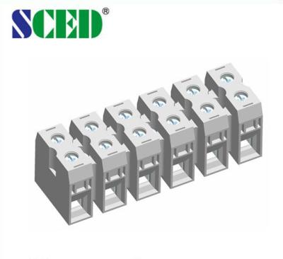 China Grey 600V 50A Panel Mount Terminal Block Connector with PA66 Insulation and Copper Conduction for sale