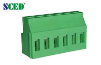 China Vertical Wire Inlet 5.08mm 10A PCB Terminal Block Stackable Green PA66 V-0 for sale