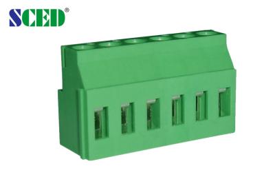China Vertical Wire Inlet 5.08mm 10A PCB Terminal Block Stackable Green PA66 V-0 for sale