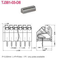 China PCB Spring Terminal Block 5A 300V 16-22 AWG Screwless Connector 3.50mm Pitch for sale