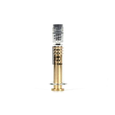 China 1mL Luer Lock Glass Syringe with Metal Golden Plunger for sale
