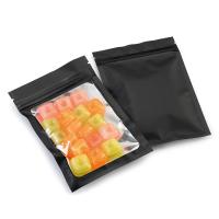 China Customizable Matte Black Childproof Mylar Pouches with Clear Window for sale