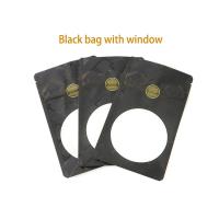 China Customizable Matte Black Childproof Mylar Pouches with Clear Window for sale