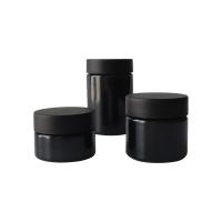China Kush Pack Childproof Lid Black Plastic Weed Jar Smell Proof Airtight PET Jar for sale