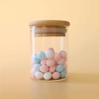 China 3oz Wood Suction Lid Borosilicate Glass Jar Canister For Storage Display for sale