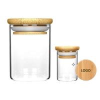 China High Temperature Resistance Borosilicate Glass Jar with Wood Suction Lid for sale