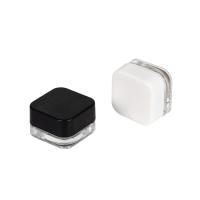 China 5ml Child Resistant Qube Clear Glass Concentrate Jar w/ Black White Cap for sale