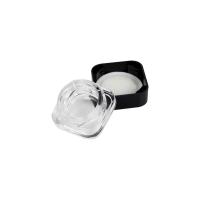 China 5ml Child Resistant Qube Clear Glass Concentrate Jar w/ Black White Cap for sale