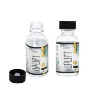 China 1oz 30ml Smell Leak Proof Airtight clear Round boston Glass Bottle with Black Screw Lid for Essential Oil Liquid Medicine Liquid for sale