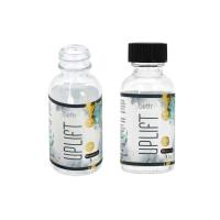 China Custom Label Labeled Smell Proof 1oz 30ml Luxury Mini Small Glass Bottle with Gold Aluminum Screw Lid Cap for Mojito Liquid for sale