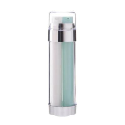 China 50ml Airless Pump Bottle PP Cylinder Dual Chamber 25mlx2 Custom Logo for sale