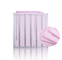 China Pink 6 Pockets HVAC F7 Bag Filter Synthetic Fiber Pocket Bag Filter High Permeability for sale