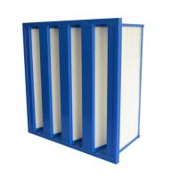 China Polypropylene And Fiberglass Material H13 H14 V-bank HEPA Air Filter for sale