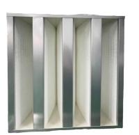 China Industrial V Bank Air Filter Big Airflow Galvanized Frame Box Type HEPA Filter H14 for sale