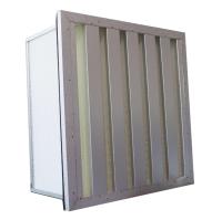 China Customized Metal Frame V-Bank Fiberglass Air Filters H13/H14 Efficiency for HVAC System for sale