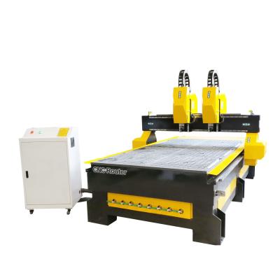 China 4x8 Wood CNC Router Machine 2 Head Spindle 1300x2500mm Working Area 220V for sale