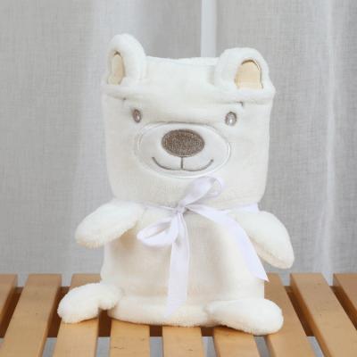 China Bear Personalized Flannel Blanket Unisex Embroidered Small 100  Polyester Fleece Blanket for sale