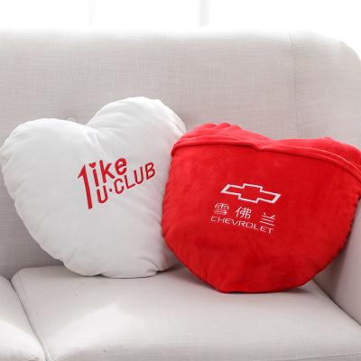 China Heart Shape Personalized Flannel Blanket Embroidering 100X160cm 2 In 1 Pillow Blanket for sale