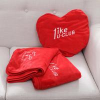 China Heart Shape Personalized Flannel Blanket Embroidering 100X160cm 2 In 1 Pillow Blanket for sale