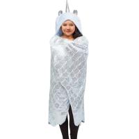 China Unicorn Gold Foil Fluffy Micro Flannel Wearable Hooded Blanket for sale