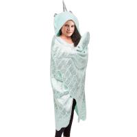 China Winter Microfiber Kids Cartoon Design Thick Warm Hoodie Blanket for sale