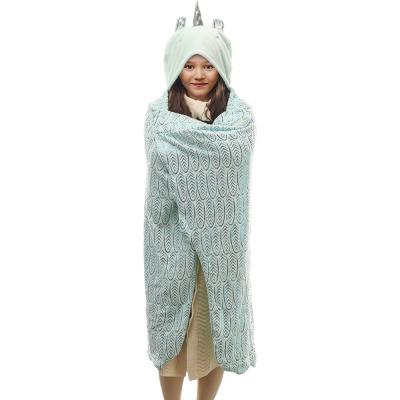 China Children Unicorn Breathable Snuggie Hoodie Blanket Made In China for sale