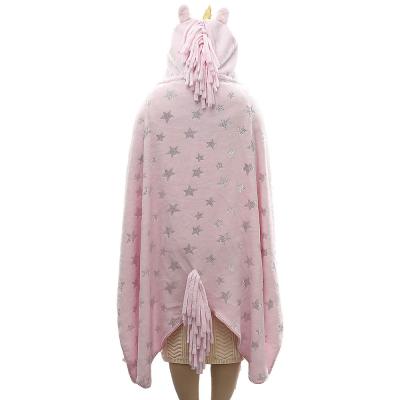 China Luxury Gold Bronzing Cuddle Plush Fleece Hoodie Blanket China for sale