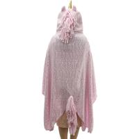 China Skin Friendly Flannel Hoodie Blanket Micro Fiber Girls Unicorn Hooded Blanket for sale