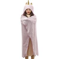 China Skin Friendly Flannel Hoodie Blanket Micro Fiber Girls Unicorn Hooded Blanket for sale