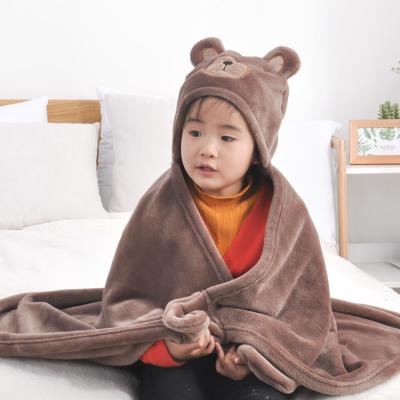 China Baby Embroidery Breathable Brushed Funny Flannel Blanket Hoodie for sale
