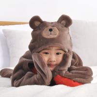 China Baby Embroidery Breathable Brushed Funny Flannel Blanket Hoodie for sale